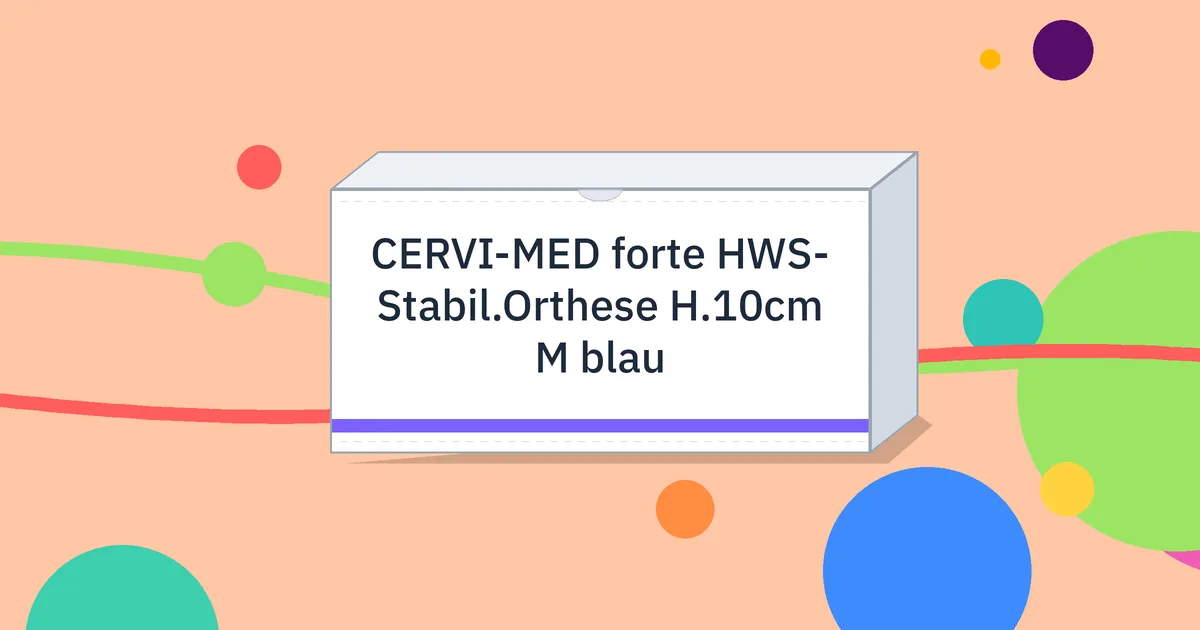 Symbolbild: Packung mit der Aufschrift CERVI-MED forte HWS-Stabil.Orthese H.10cm M blau (PZN 20309745) – Verfügbarkeit und Bezug in Apotheken in Frankfurt am Main
