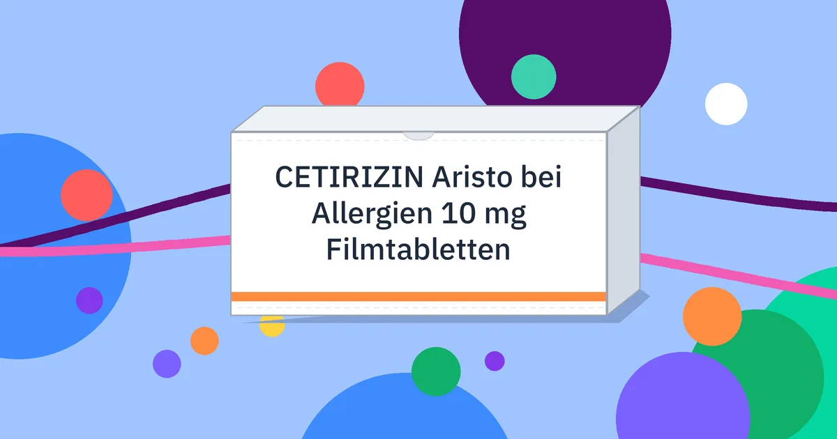 Symbolbild: Packung mit der Aufschrift CETIRIZIN Aristo bei Allergien 10 mg Filmtabletten (PZN 09152639) – Verfügbarkeit und Bezug in Apotheken in Frankfurt am Main