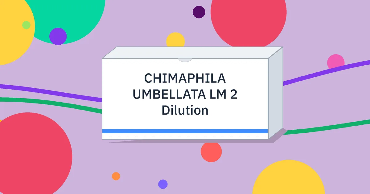 Symbolbild: Packung mit der Aufschrift CHIMAPHILA UMBELLATA LM 2 Dilution (PZN 12813240) – Verfügbarkeit und Bezug in Apotheken in Frankfurt am Main