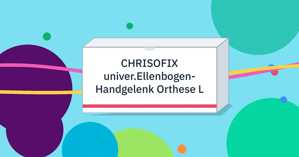 Symbolbild: Packung mit der Aufschrift CHRISOFIX univer.Ellenbogen-Handgelenk Orthese L (PZN 19555077) – Verfügbarkeit und Bezug in Apotheken in Frankfurt am Main