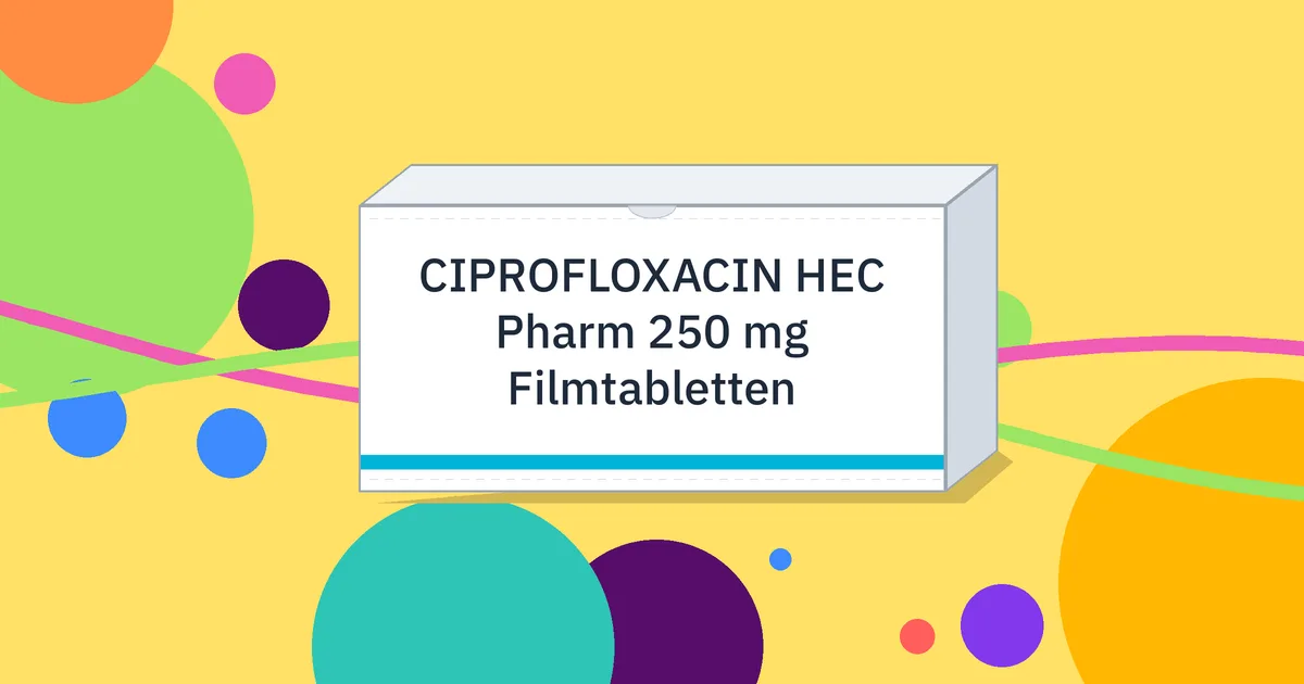 Symbolbild: Packung mit der Aufschrift CIPROFLOXACIN HEC Pharm 250 mg Filmtabletten (PZN 10410762) – Verfügbarkeit und Bezug in Apotheken in Frankfurt am Main