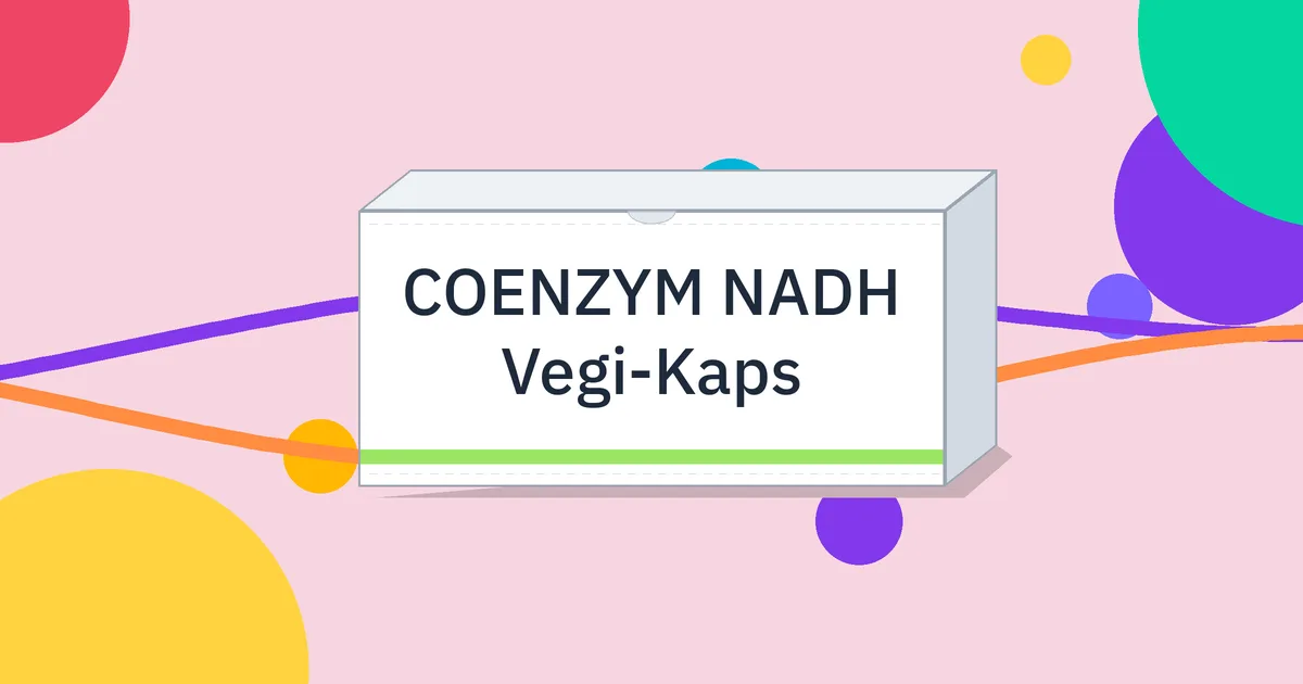 Symbolbild: Packung mit der Aufschrift COENZYM NADH Vegi-Kaps (PZN 03436011) – Verfügbarkeit und Bezug in Apotheken in Frankfurt am Main