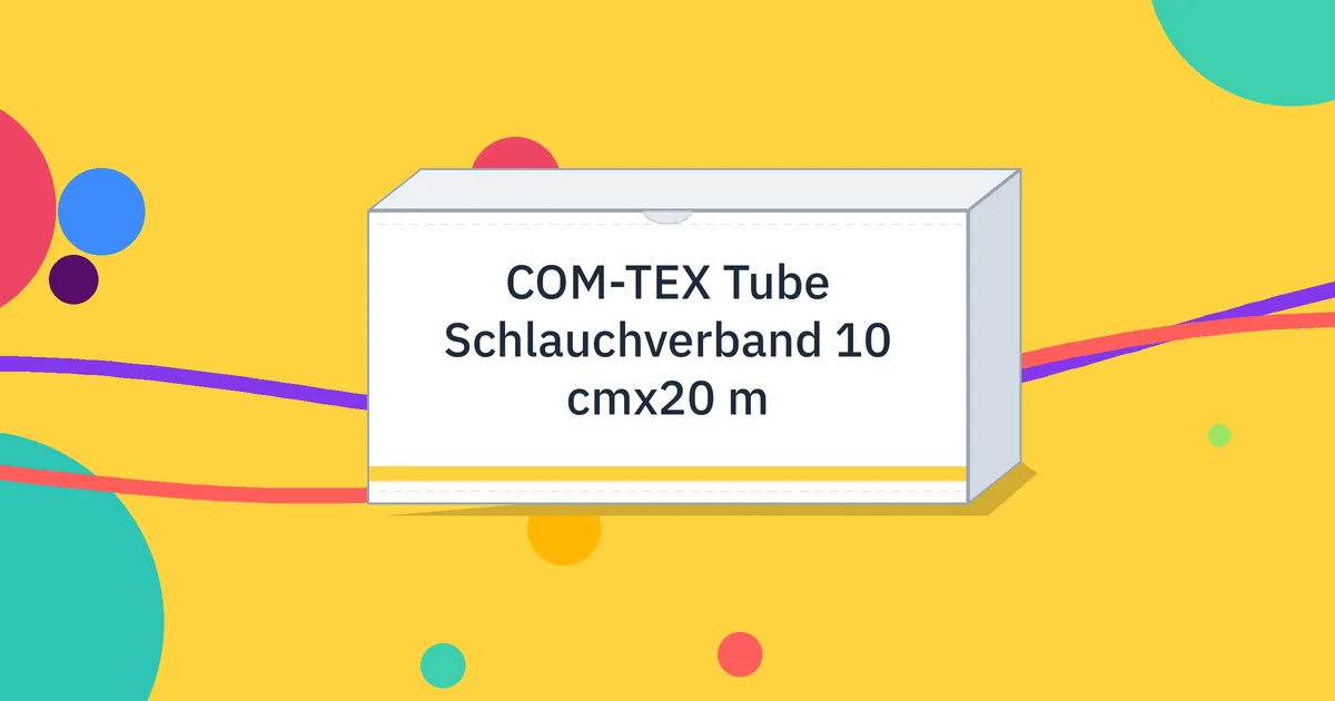 Symbolbild: Packung mit der Aufschrift COM-TEX Tube Schlauchverband 10 cmx20 m (PZN 04723304) – Verfügbarkeit und Bezug in Apotheken in Frankfurt am Main