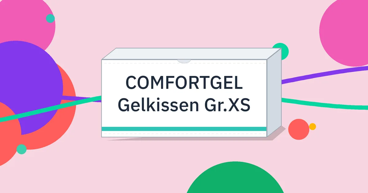 Symbolbild: Packung mit der Aufschrift COMFORTGEL Gelkissen Gr.XS (PZN 00062745) – Verfügbarkeit und Bezug in Apotheken in Frankfurt am Main