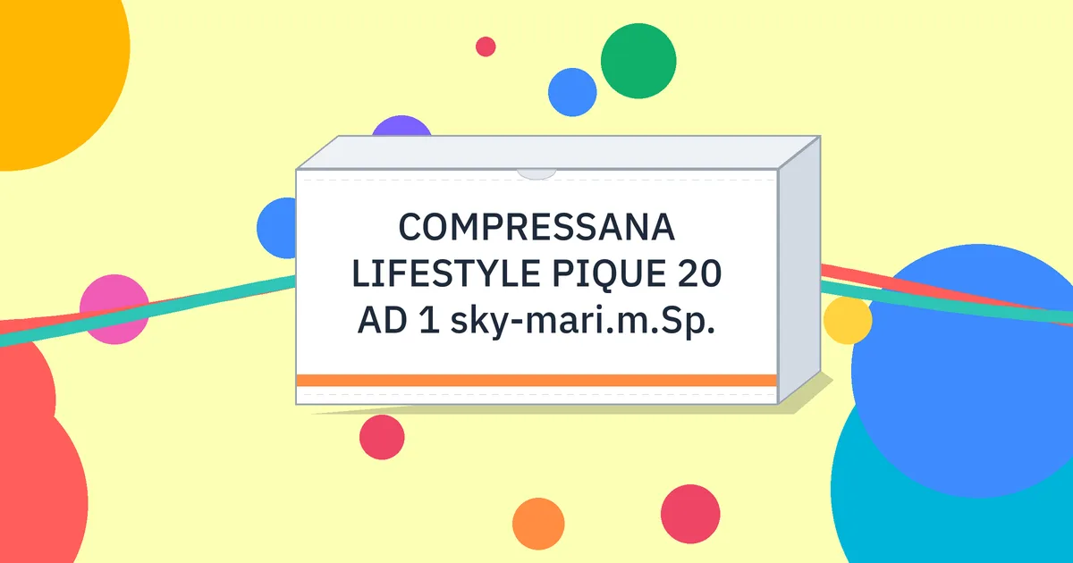 Symbolbild: Packung mit der Aufschrift COMPRESSANA LIFESTYLE PIQUE 20 AD 1 sky-mari.m.Sp. (PZN 19476981) – Verfügbarkeit und Bezug in Apotheken in Frankfurt am Main
