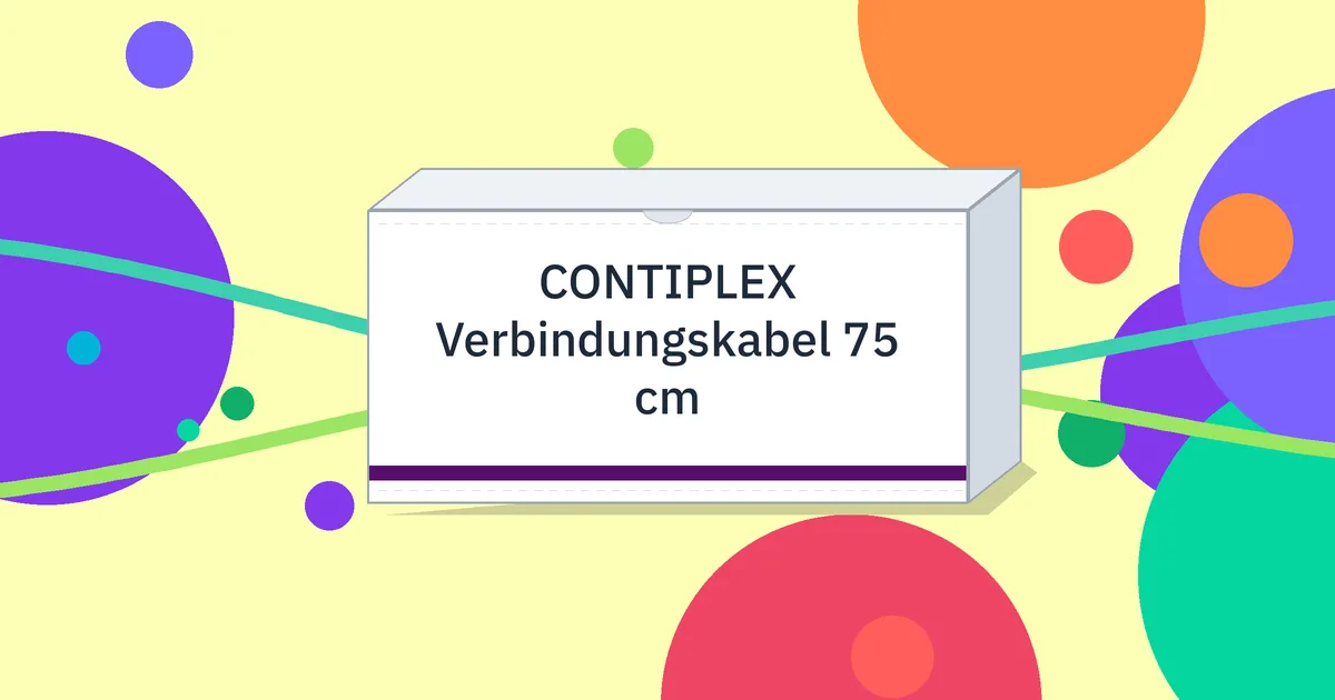 Symbolbild: Packung mit der Aufschrift CONTIPLEX Verbindungskabel 75 cm (PZN 06166196) – Verfügbarkeit und Bezug in Apotheken in Frankfurt am Main