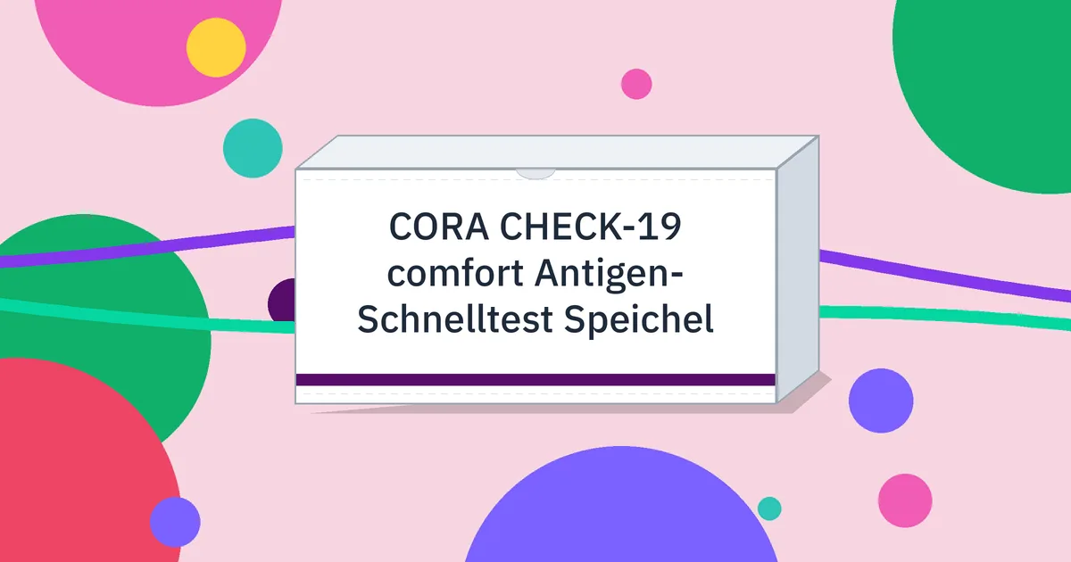 Symbolbild: Packung mit der Aufschrift CORA CHECK-19 comfort Antigen-Schnelltest Speichel (PZN 17255483) – Verfügbarkeit und Bezug in Apotheken in Frankfurt am Main