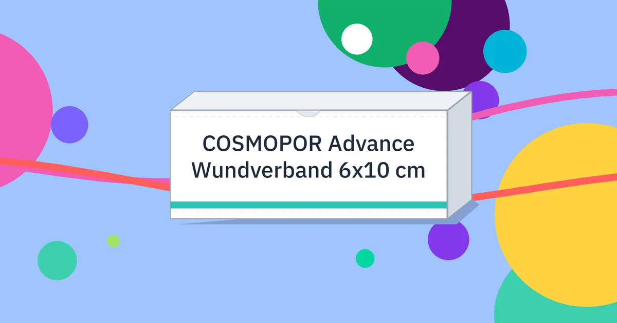 Symbolbild: Packung mit der Aufschrift COSMOPOR Advance Wundverband 6x10 cm (PZN 03546515) – Verfügbarkeit und Bezug in Apotheken in Frankfurt am Main
