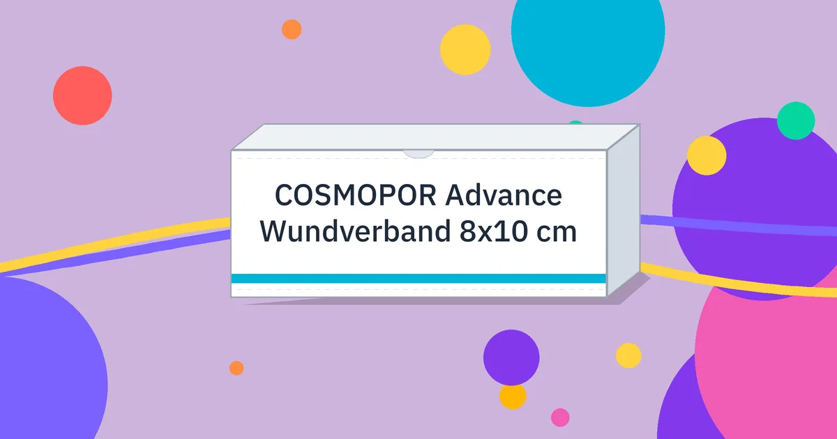 Symbolbild: Packung mit der Aufschrift COSMOPOR Advance Wundverband 8x10 cm (PZN 17514571) – Verfügbarkeit und Bezug in Apotheken in Frankfurt am Main