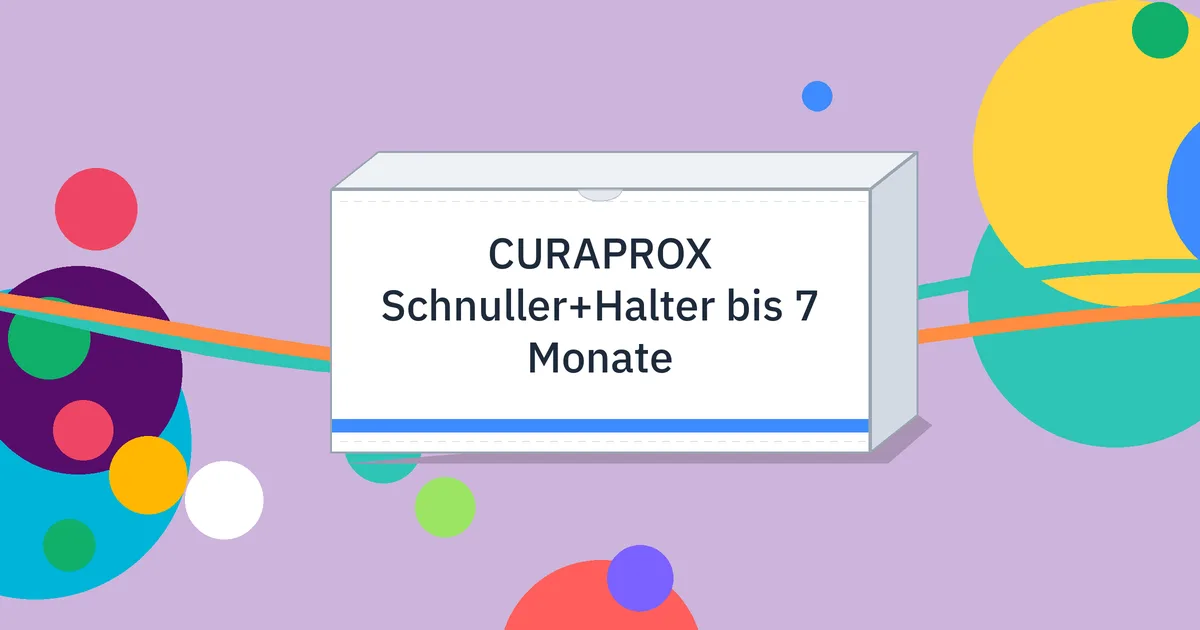 Symbolbild: Packung mit der Aufschrift CURAPROX Schnuller+Halter bis 7 Monate (PZN 05531995) – Verfügbarkeit und Bezug in Apotheken in Frankfurt am Main
