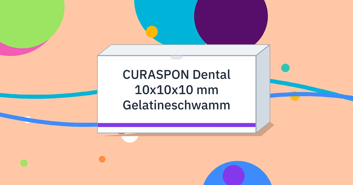 Symbolbild: Packung mit der Aufschrift CURASPON Dental 10x10x10 mm Gelatineschwamm (PZN 16210834) – Verfügbarkeit und Bezug in Apotheken in Frankfurt am Main