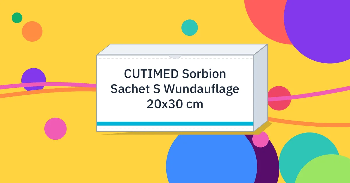 Symbolbild: Packung mit der Aufschrift CUTIMED Sorbion Sachet S Wundauflage 20x30 cm (PZN 11361505) – Verfügbarkeit und Bezug in Apotheken in Frankfurt am Main