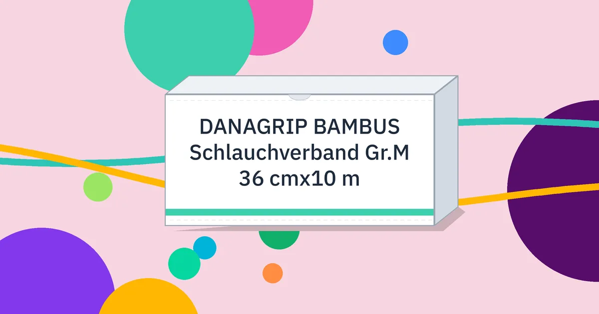 Symbolbild: Packung mit der Aufschrift DANAGRIP BAMBUS Schlauchverband Gr.M 36 cmx10 m (PZN 18368568) – Verfügbarkeit und Bezug in Apotheken in Frankfurt am Main