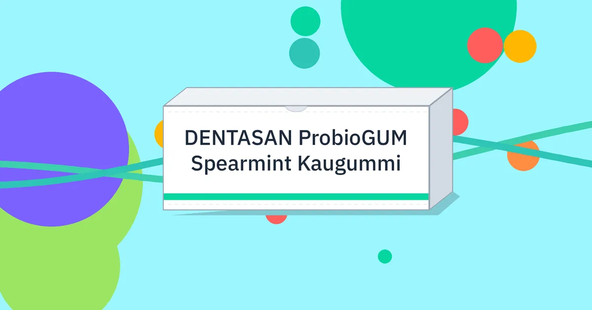 Symbolbild: Packung mit der Aufschrift DENTASAN ProbioGUM Spearmint Kaugummi (PZN 15660357) – Verfügbarkeit und Bezug in Apotheken in Frankfurt am Main