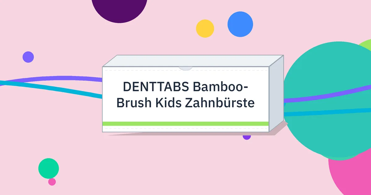 Symbolbild: Packung mit der Aufschrift DENTTABS Bamboo-Brush Kids Zahnbürste (PZN 16022587) – Verfügbarkeit und Bezug in Apotheken in Frankfurt am Main