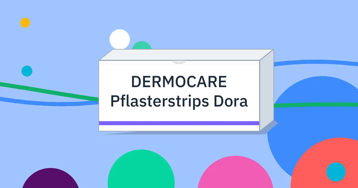 Symbolbild: Packung mit der Aufschrift DERMOCARE Pflasterstrips Dora (PZN 12144804) – Verfügbarkeit und Bezug in Apotheken in Frankfurt am Main