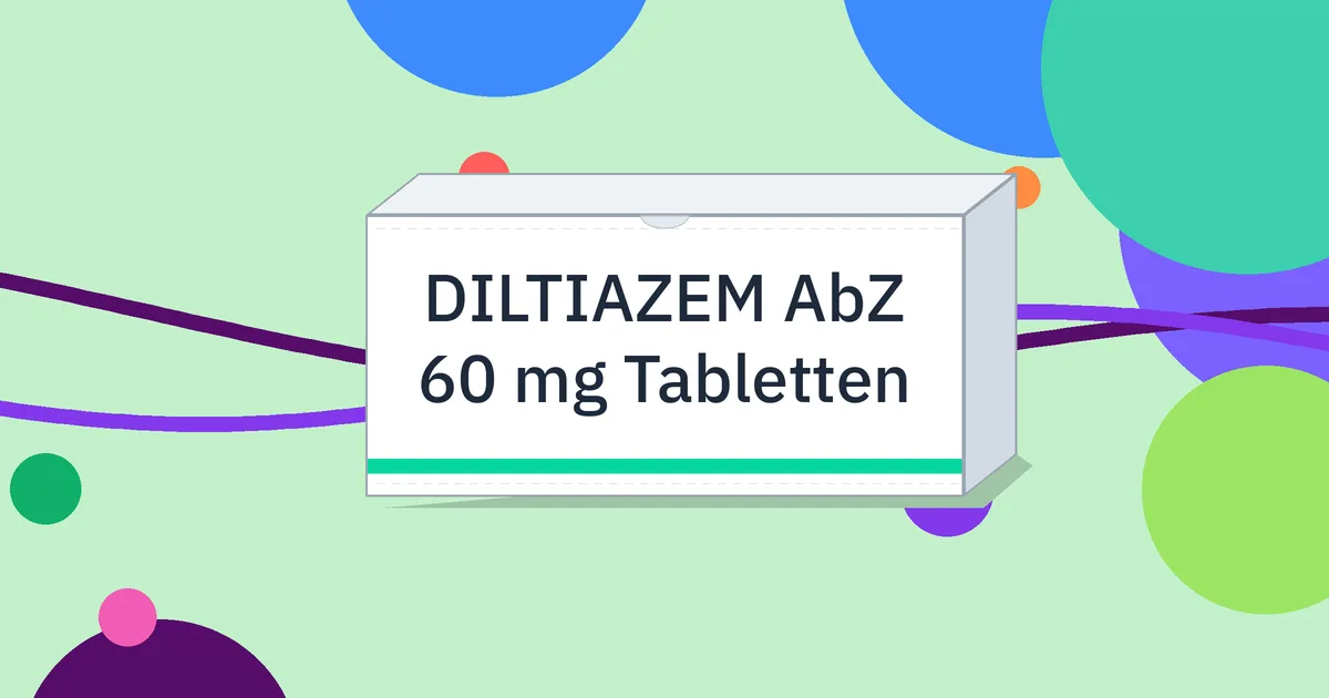 Symbolbild: Packung mit der Aufschrift DILTIAZEM AbZ 60 mg Tabletten (PZN 01015593) – Verfügbarkeit und Bezug in Apotheken in Frankfurt am Main