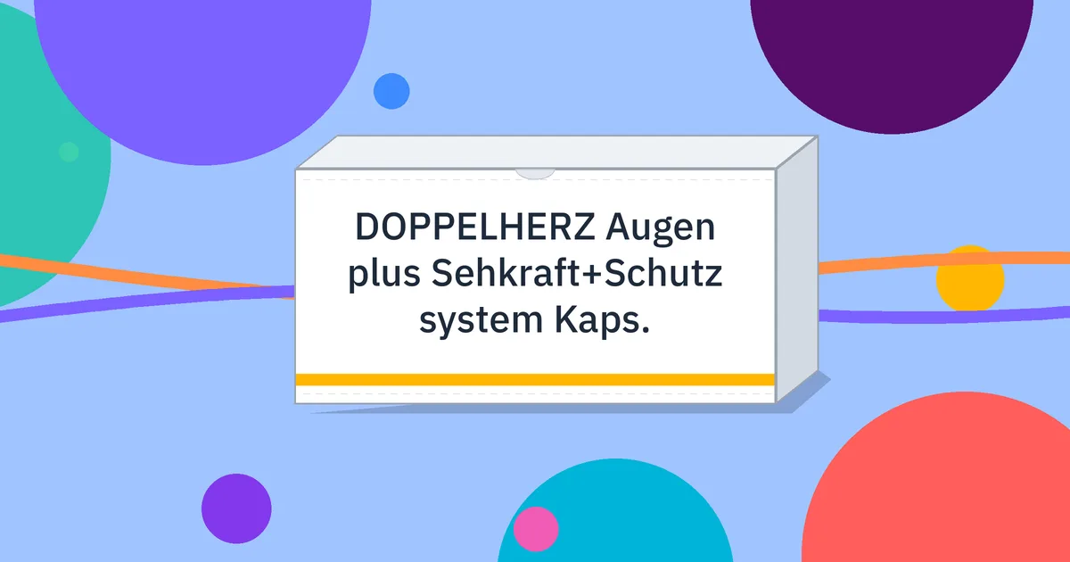 Symbolbild: Packung mit der Aufschrift DOPPELHERZ Augen plus Sehkraft+Schutz system Kaps. (PZN 06560987) – Verfügbarkeit und Bezug in Apotheken in Frankfurt am Main