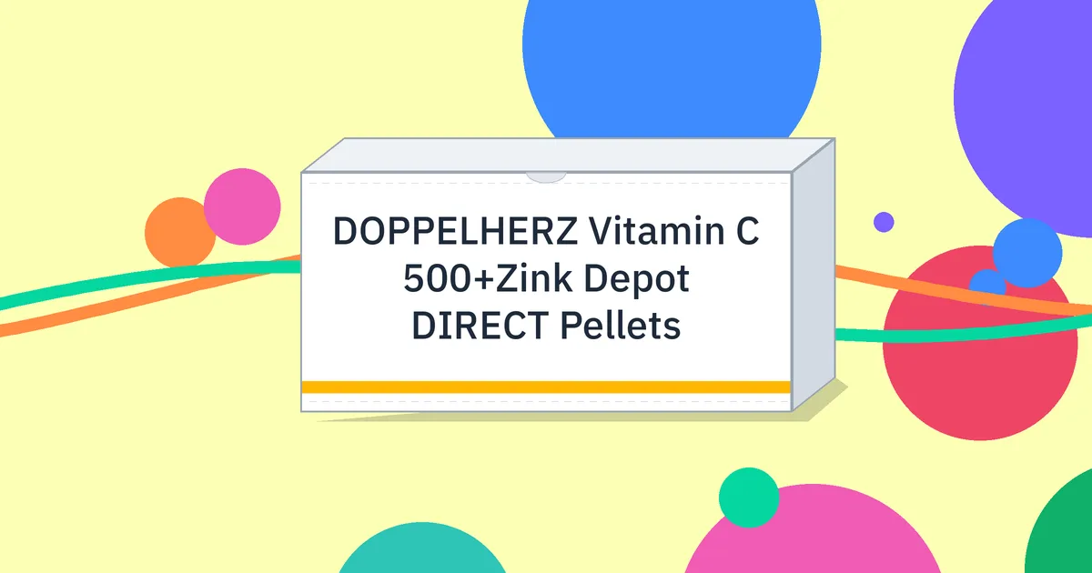 Symbolbild: Packung mit der Aufschrift DOPPELHERZ Vitamin C 500+Zink Depot DIRECT Pellets (PZN 11174312) – Verfügbarkeit und Bezug in Apotheken in Frankfurt am Main