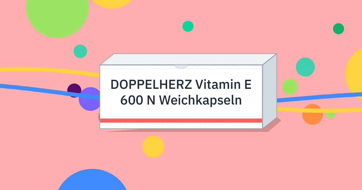 Symbolbild: Packung mit der Aufschrift DOPPELHERZ Vitamin E 600 N Weichkapseln (PZN 10057811) – Verfügbarkeit und Bezug in Apotheken in Frankfurt am Main