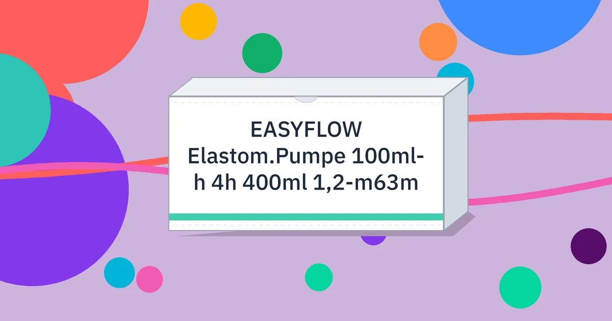 Symbolbild: Packung mit der Aufschrift EASYFLOW Elastom.Pumpe 100ml-h 4h 400ml 1,2-m63m (PZN 19214761) – Verfügbarkeit und Bezug in Apotheken in Frankfurt am Main