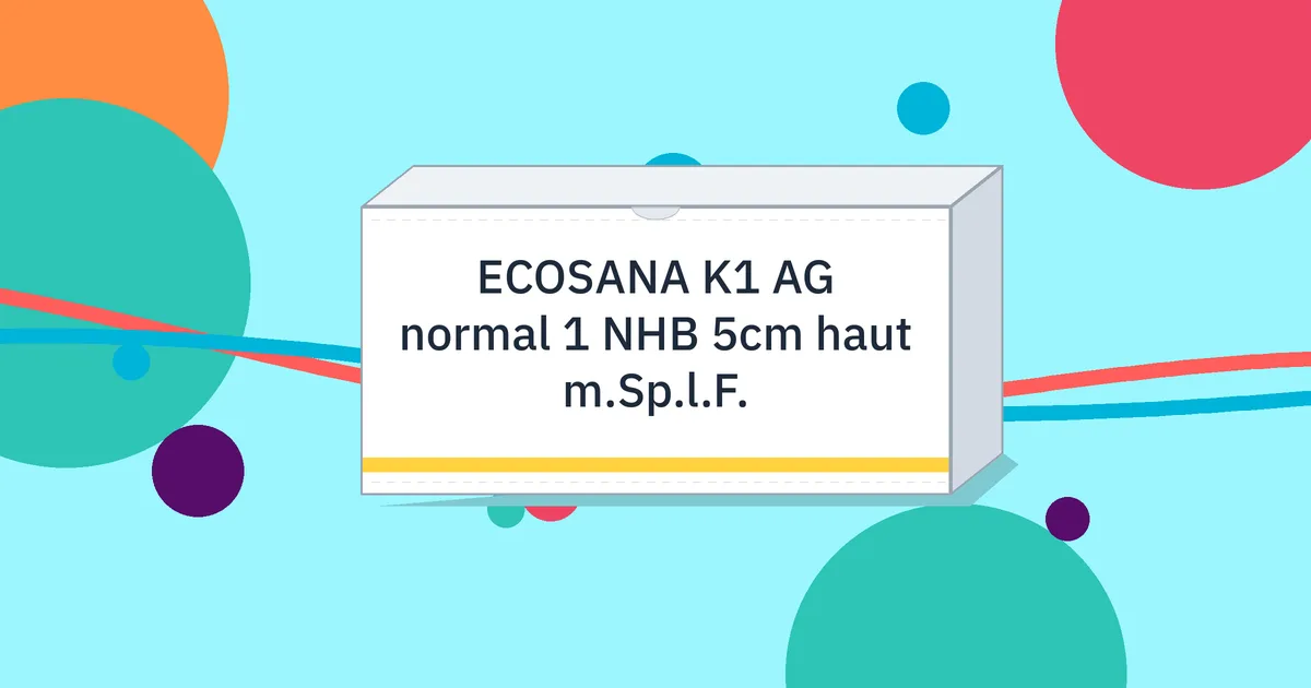 Symbolbild: Packung mit der Aufschrift ECOSANA K1 AG normal 1 NHB 5cm haut m.Sp.l.F. (PZN 04726142) – Verfügbarkeit und Bezug in Apotheken in Frankfurt am Main