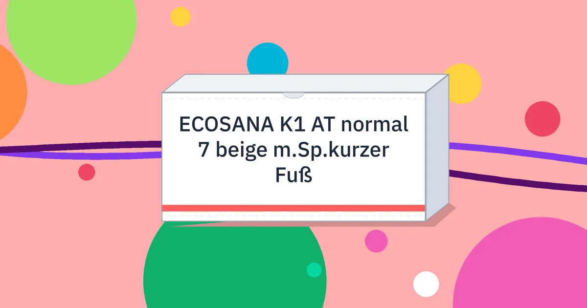 Symbolbild: Packung mit der Aufschrift ECOSANA K1 AT normal 7 beige m.Sp.kurzer Fuß (PZN 04732384) – Verfügbarkeit und Bezug in Apotheken in Frankfurt am Main
