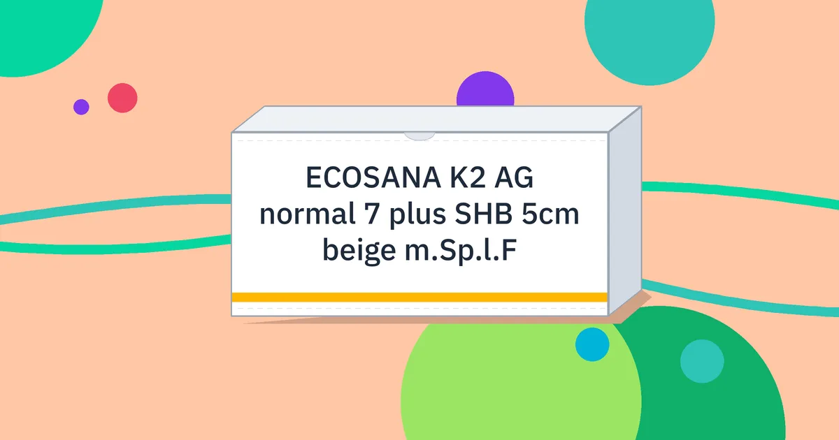 Symbolbild: Packung mit der Aufschrift ECOSANA K2 AG normal 7 plus SHB 5cm beige m.Sp.l.F (PZN 10957644) – Verfügbarkeit und Bezug in Apotheken in Frankfurt am Main
