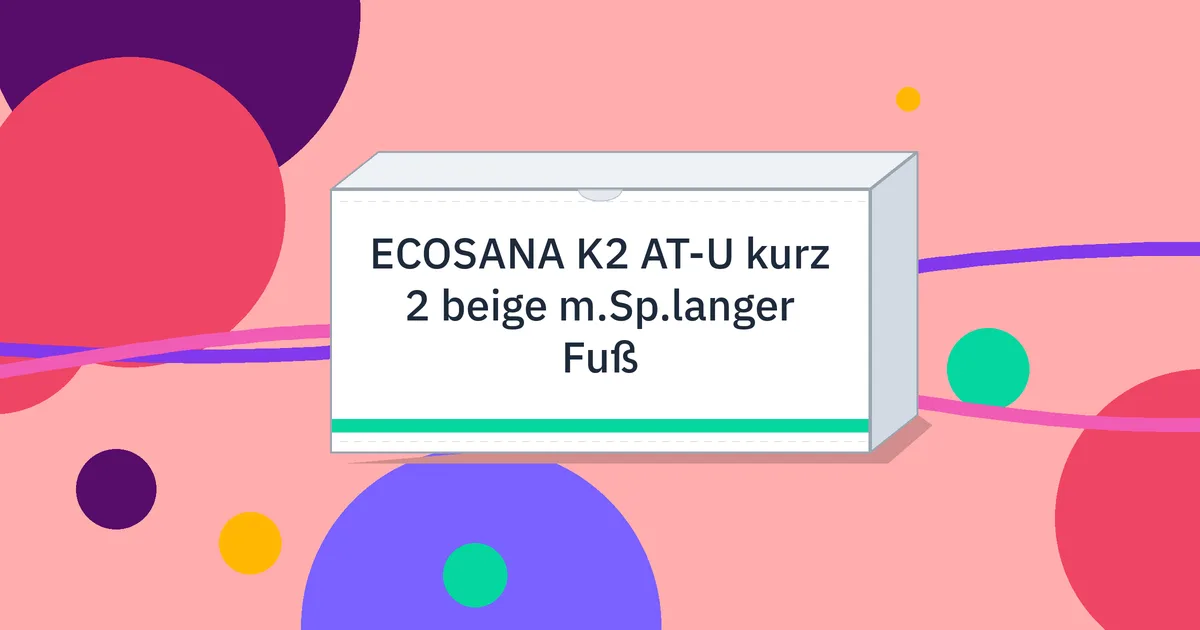Symbolbild: Packung mit der Aufschrift ECOSANA K2 AT-U kurz 2 beige m.Sp.langer Fuß (PZN 10954605) – Verfügbarkeit und Bezug in Apotheken in Frankfurt am Main