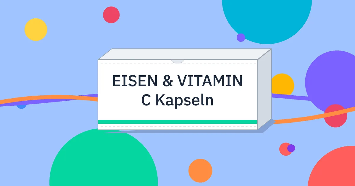 Symbolbild: Packung mit der Aufschrift EISEN & VITAMIN C Kapseln (PZN 18679216) – Verfügbarkeit und Bezug in Apotheken in Frankfurt am Main