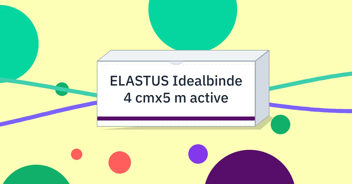 Symbolbild: Packung mit der Aufschrift ELASTUS Idealbinde 4 cmx5 m active (PZN 01311825) – Verfügbarkeit und Bezug in Apotheken in Frankfurt am Main