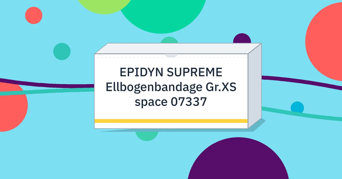 Symbolbild: Packung mit der Aufschrift EPIDYN SUPREME Ellbogenbandage Gr.XS space 07337 (PZN 20095853) – Verfügbarkeit und Bezug in Apotheken in Frankfurt am Main