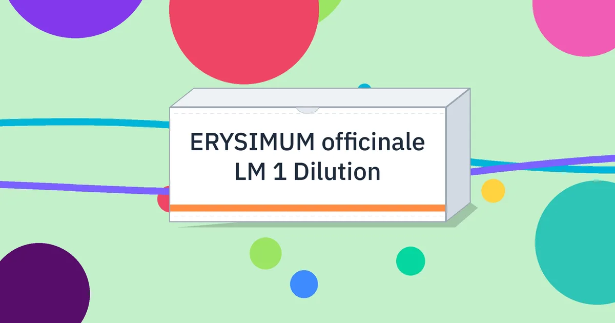 Symbolbild: Packung mit der Aufschrift ERYSIMUM officinale LM 1 Dilution (PZN 13479346) – Verfügbarkeit und Bezug in Apotheken in Frankfurt am Main