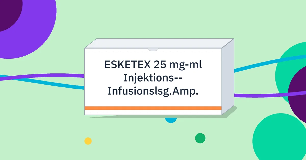 Symbolbild: Packung mit der Aufschrift ESKETEX 25 mg-ml Injektions--Infusionslsg.Amp. (PZN 18798286) – Verfügbarkeit und Bezug in Apotheken in Frankfurt am Main