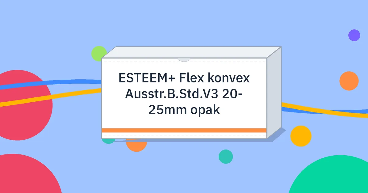 Symbolbild: Packung mit der Aufschrift ESTEEM+ Flex konvex Ausstr.B.Std.V3 20-25mm opak (PZN 11854455) – Verfügbarkeit und Bezug in Apotheken in Frankfurt am Main