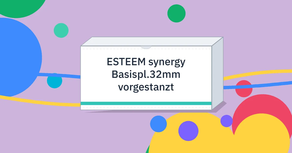 Symbolbild: Packung mit der Aufschrift ESTEEM synergy Basispl.32mm vorgestanzt (PZN 02197610) – Verfügbarkeit und Bezug in Apotheken in Frankfurt am Main