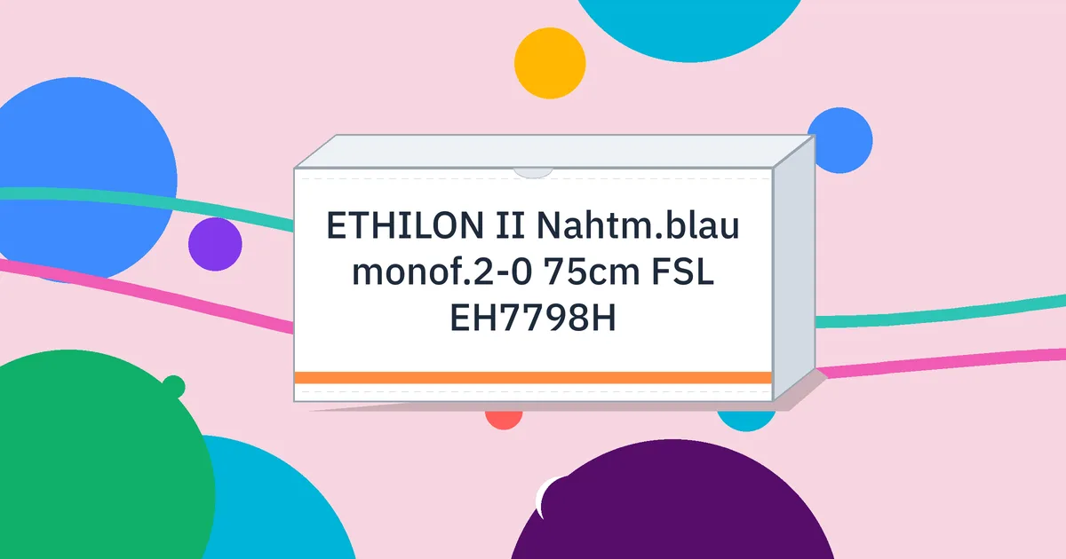 Symbolbild: Packung mit der Aufschrift ETHILON II Nahtm.blau monof.2-0 75cm FSL EH7798H (PZN 16777469) – Verfügbarkeit und Bezug in Apotheken in Frankfurt am Main