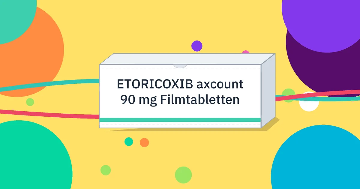 Symbolbild: Packung mit der Aufschrift ETORICOXIB axcount 90 mg Filmtabletten (PZN 16742347) – Verfügbarkeit und Bezug in Apotheken in Frankfurt am Main