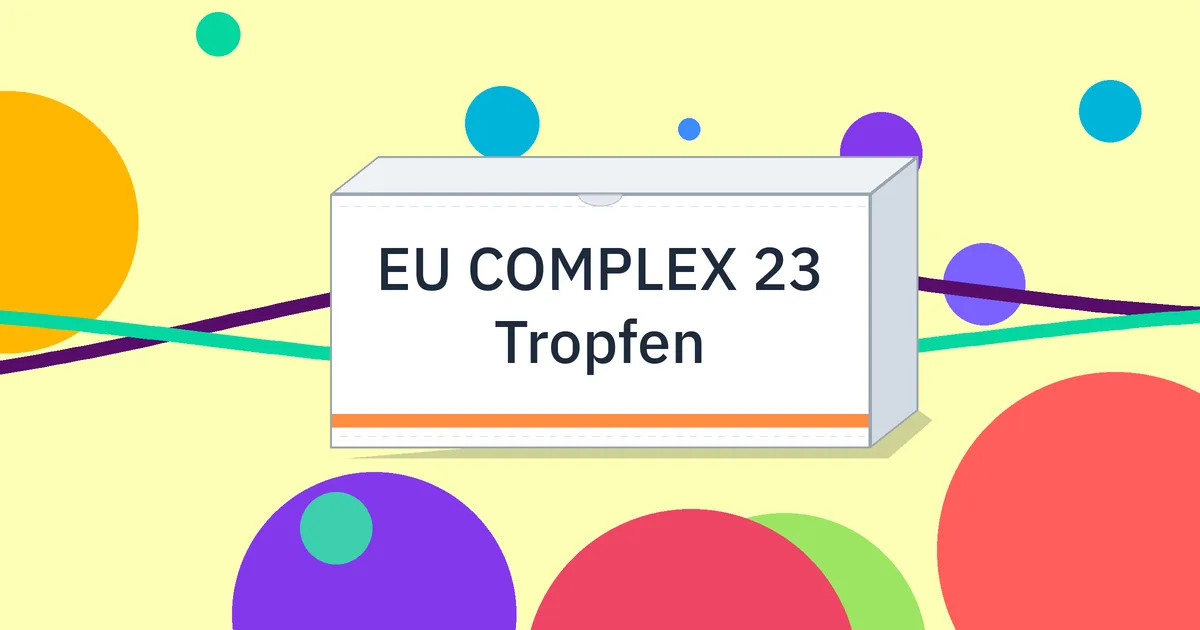 Symbolbild: Packung mit der Aufschrift EU COMPLEX 23 Tropfen (PZN 16785121) – Verfügbarkeit und Bezug in Apotheken in Frankfurt am Main