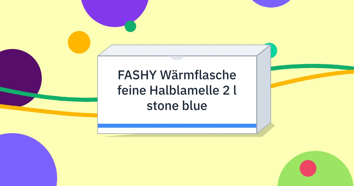 Symbolbild: Packung mit der Aufschrift FASHY Wärmflasche feine Halblamelle 2 l stone blue (PZN 20351641) – Verfügbarkeit und Bezug in Apotheken in Frankfurt am Main
