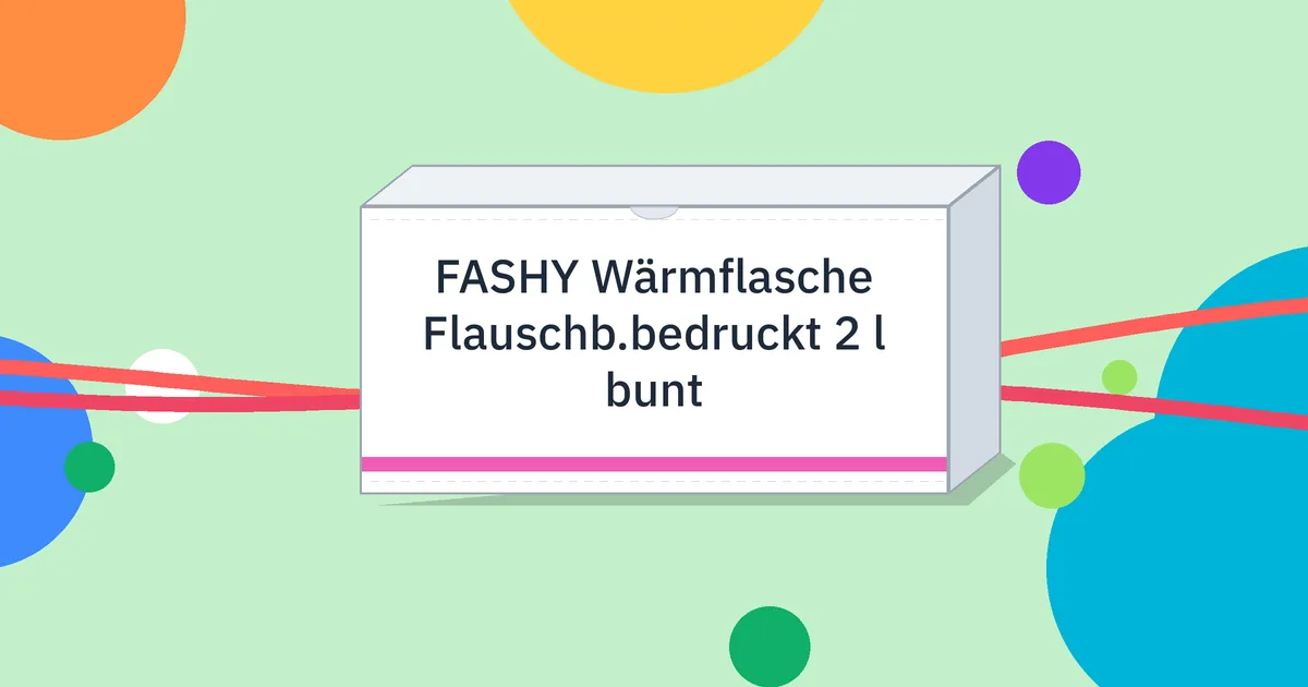 Symbolbild: Packung mit der Aufschrift FASHY Wärmflasche Flauschb.bedruckt 2 l bunt (PZN 18648842) – Verfügbarkeit und Bezug in Apotheken in Frankfurt am Main