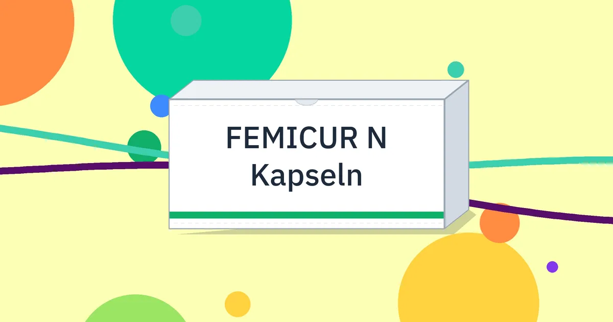 Symbolbild: Packung mit der Aufschrift FEMICUR N Kapseln (PZN 00604933) – Verfügbarkeit und Bezug in Apotheken in Frankfurt am Main
