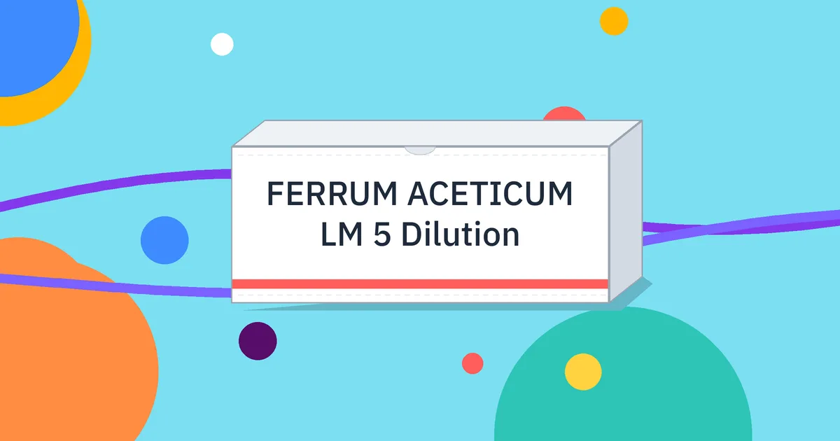 Symbolbild: Packung mit der Aufschrift FERRUM ACETICUM LM 5 Dilution (PZN 13488233) – Verfügbarkeit und Bezug in Apotheken in Frankfurt am Main