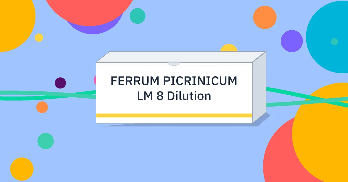 Symbolbild: Packung mit der Aufschrift FERRUM PICRINICUM LM 8 Dilution (PZN 12852501) – Verfügbarkeit und Bezug in Apotheken in Frankfurt am Main