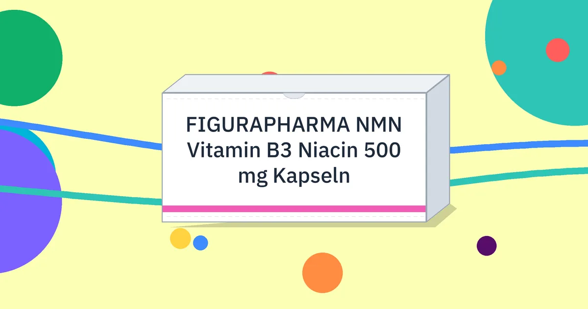 Symbolbild: Packung mit der Aufschrift FIGURAPHARMA NMN Vitamin B3 Niacin 500 mg Kapseln (PZN 17531210) – Verfügbarkeit und Bezug in Apotheken in Frankfurt am Main