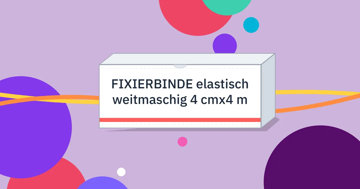 Symbolbild: Packung mit der Aufschrift FIXIERBINDE elastisch weitmaschig 4 cmx4 m (PZN 04793894) – Verfügbarkeit und Bezug in Apotheken in Frankfurt am Main