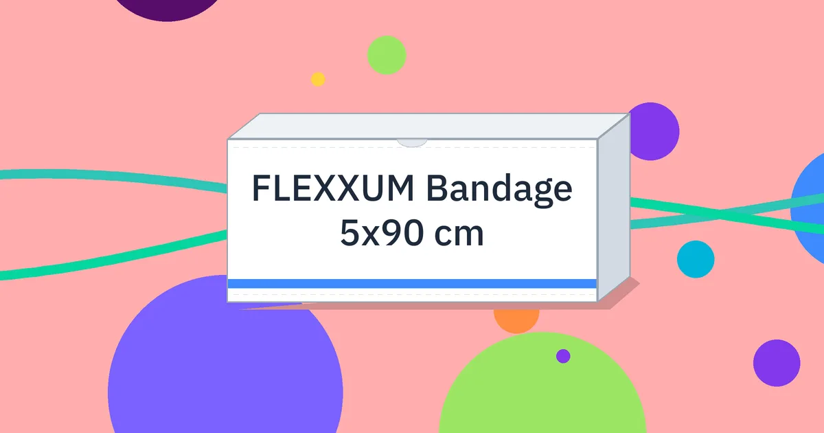 Symbolbild: Packung mit der Aufschrift FLEXXUM Bandage 5x90 cm (PZN 04896507) – Verfügbarkeit und Bezug in Apotheken in Frankfurt am Main