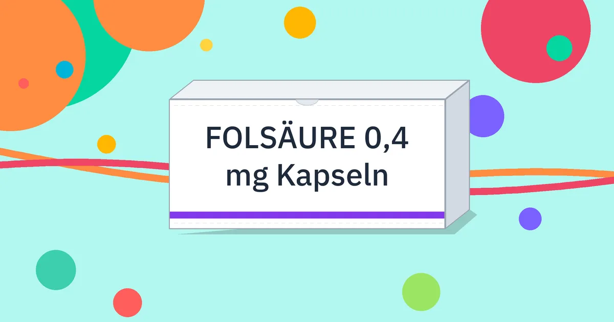 Symbolbild: Packung mit der Aufschrift FOLSÄURE 0,4 mg Kapseln (PZN 02165024) – Verfügbarkeit und Bezug in Apotheken in Frankfurt am Main