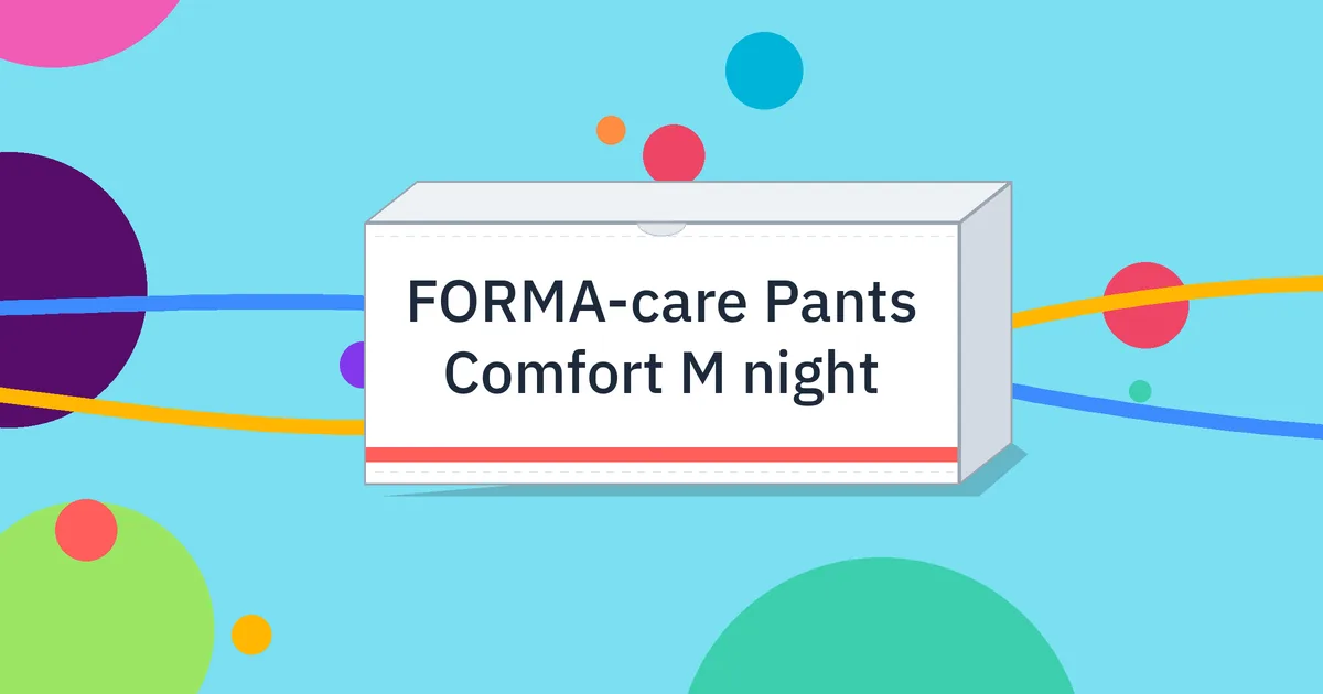 Symbolbild: Packung mit der Aufschrift FORMA-care Pants Comfort M night (PZN 19188650) – Verfügbarkeit und Bezug in Apotheken in Frankfurt am Main