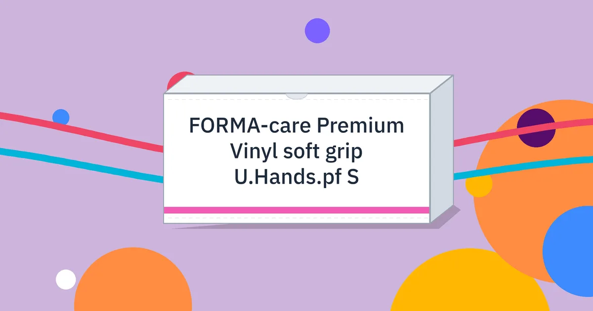Symbolbild: Packung mit der Aufschrift FORMA-care Premium Vinyl soft grip U.Hands.pf S (PZN 18023295) – Verfügbarkeit und Bezug in Apotheken in Frankfurt am Main